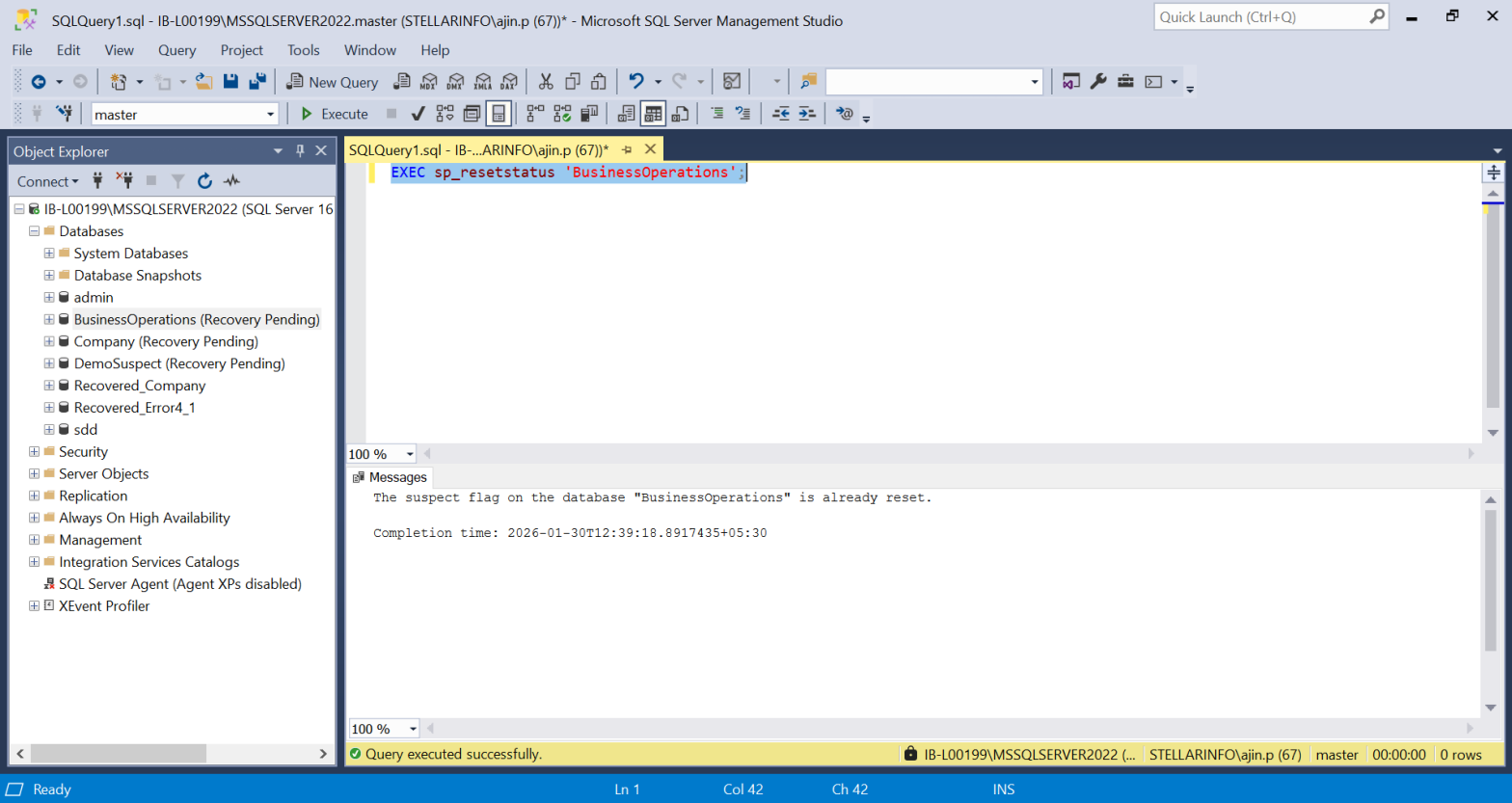 How to Recover MS SQL Database from Suspect Mode