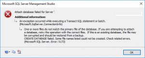 Fix Sql Database Error 5173 Attach Database Failed For Server
