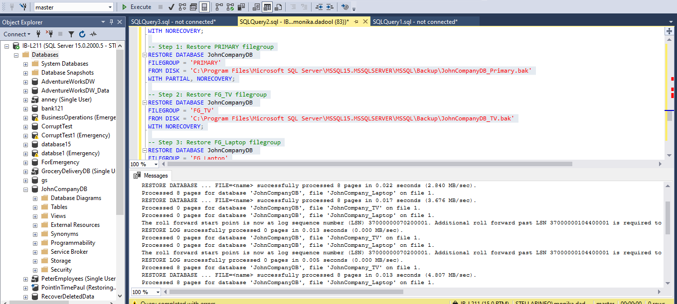 Database Recovery with Piecemeal Restore in Microsoft SQL Server