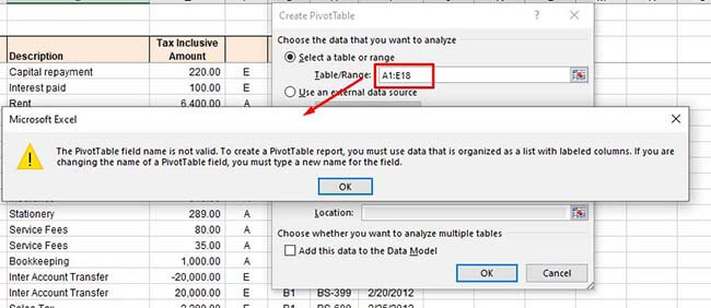 How To Fix Pivot Table Field Name Is Not Valid Error In Excel