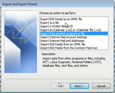 Steps for Importing PST file in MS Outlook