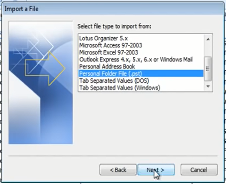 Steps for Importing PST file in MS Outlook