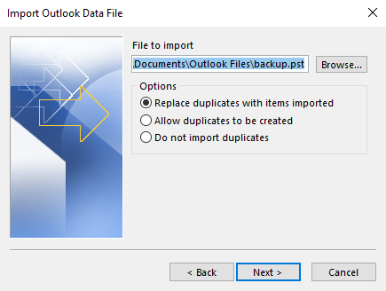 Steps for Importing PST file in MS Outlook