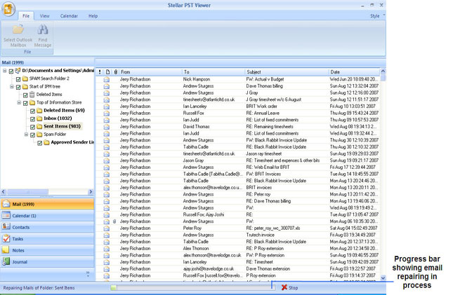 Screenshots : Stellar PST Viewer Screenshots : Stellar PST Viewer