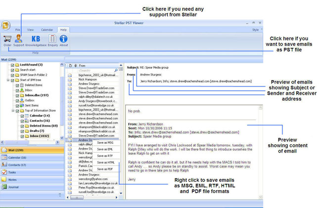 Screenshots : Stellar PST Viewer Screenshots : Stellar PST Viewer